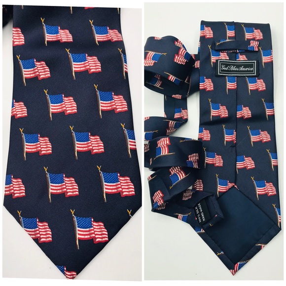 Accessories | Mens Tie American Flag Silk Blue Red 4x57 | Poshmark